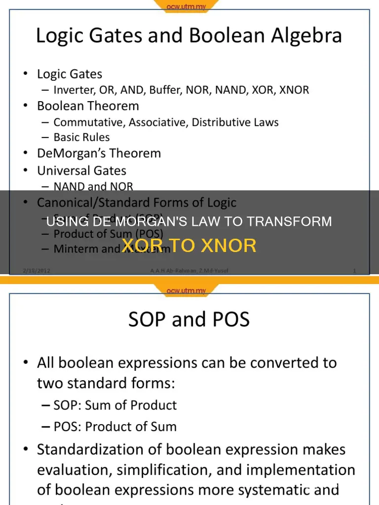 Using De Morgan's Law To Transform Xor To Xnor | LawShun