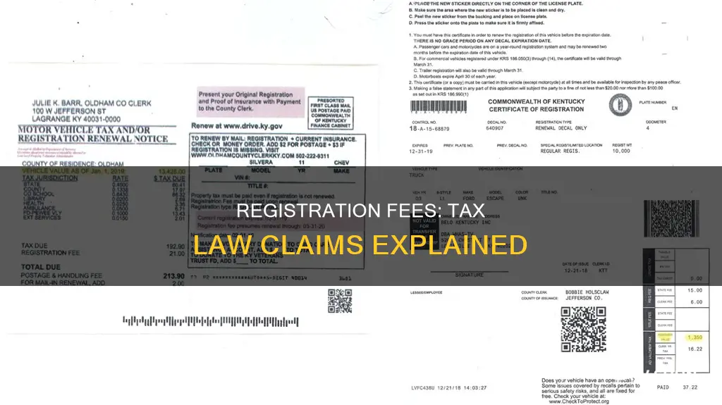 Registration Fees: Tax Law Claims Explained | LawShun