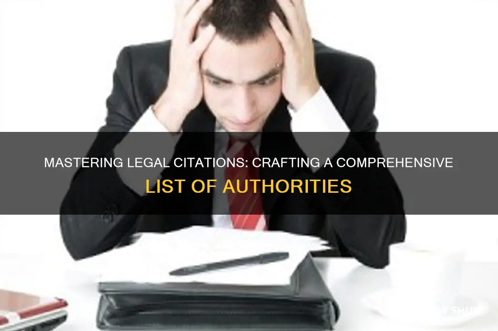 Mastering Legal Citations: Crafting A Comprehensive List Of Authorities ...